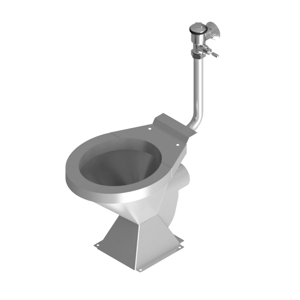 B17642 Floor Mounted Stainless Steel Toilet with Back-Entry Flush Inlet ...