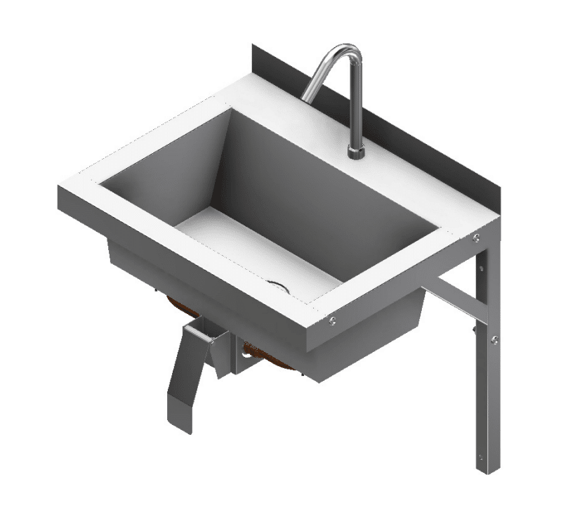 B36658 Knee Activated Wash Hand Basin – Hygienic – Basterfield