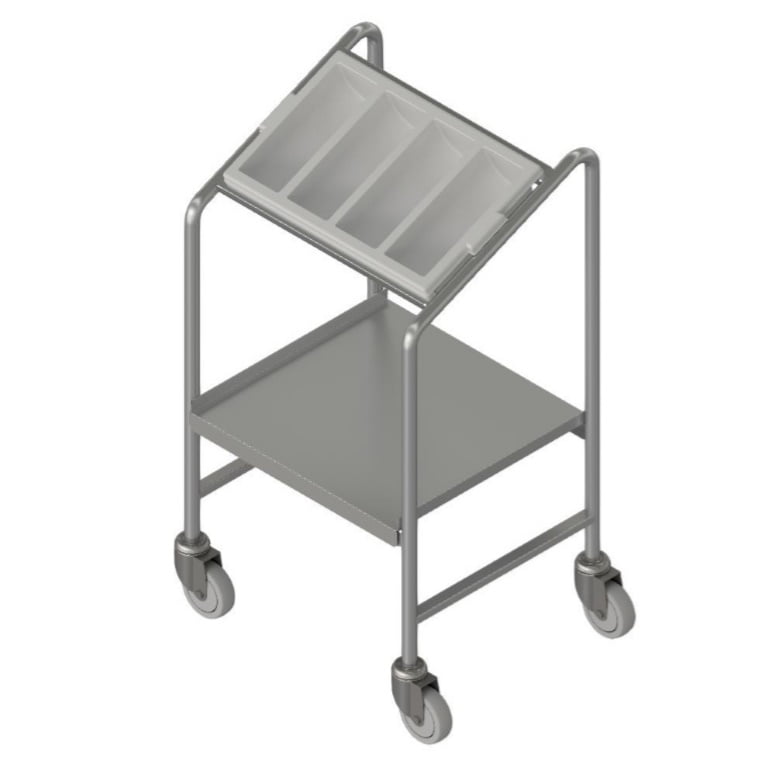 E26158C Stainless Steel Tray & Cutlery Trolley – Basterfield