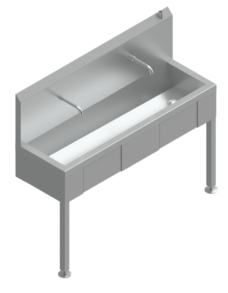 B34660 Shrouded Wall Mounted Knee Operated Wash Trough with Upstand and ...